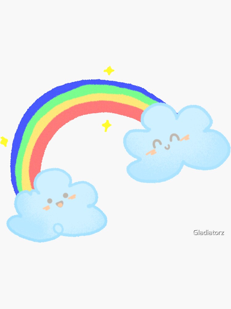 "Rainbow Cloud Smiley Sticker" Sticker for Sale by Gladiatorz | Redbubble