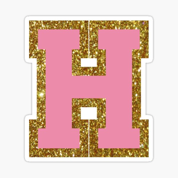 Letter H Pink Glitter Stickers | Redbubble