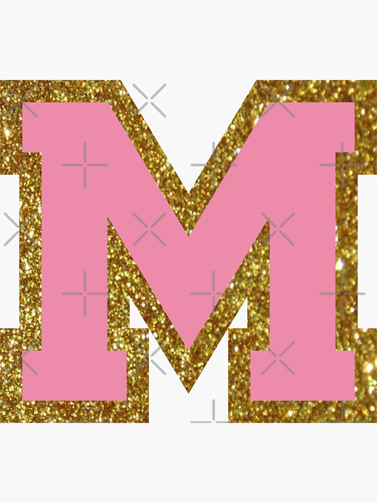 "gold and pink varsity letter M" Sticker for Sale by byleahwithlove ...