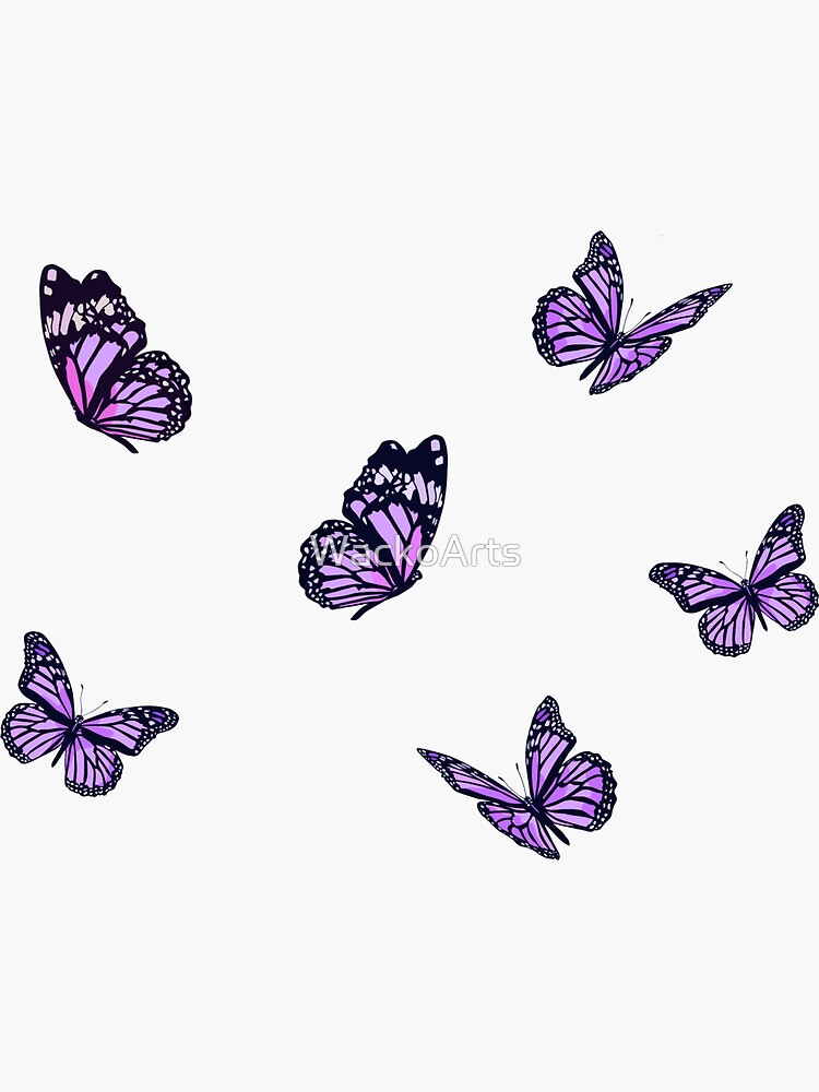 "Purple aesthetic butterflies " Sticker by WackoArts | Redbubble