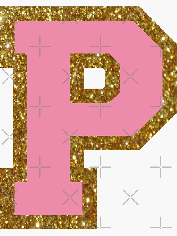 "gold and pink varsity letter P" Sticker for Sale by byleahwithlove ...