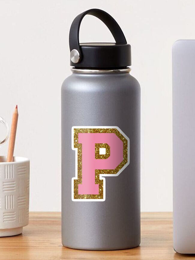 "gold and pink varsity letter P" Sticker for Sale by byleahwithlove ...