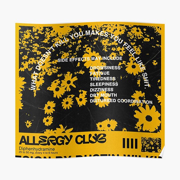 "Allergy Club (Daisy Yellow)" Poster for Sale by dustinwilkie | Redbubble