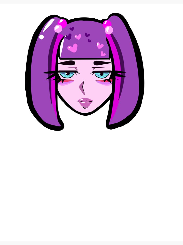 "Kawaii Purple Pink Bored Anime Girl Design" Sticker by inkking58 ...