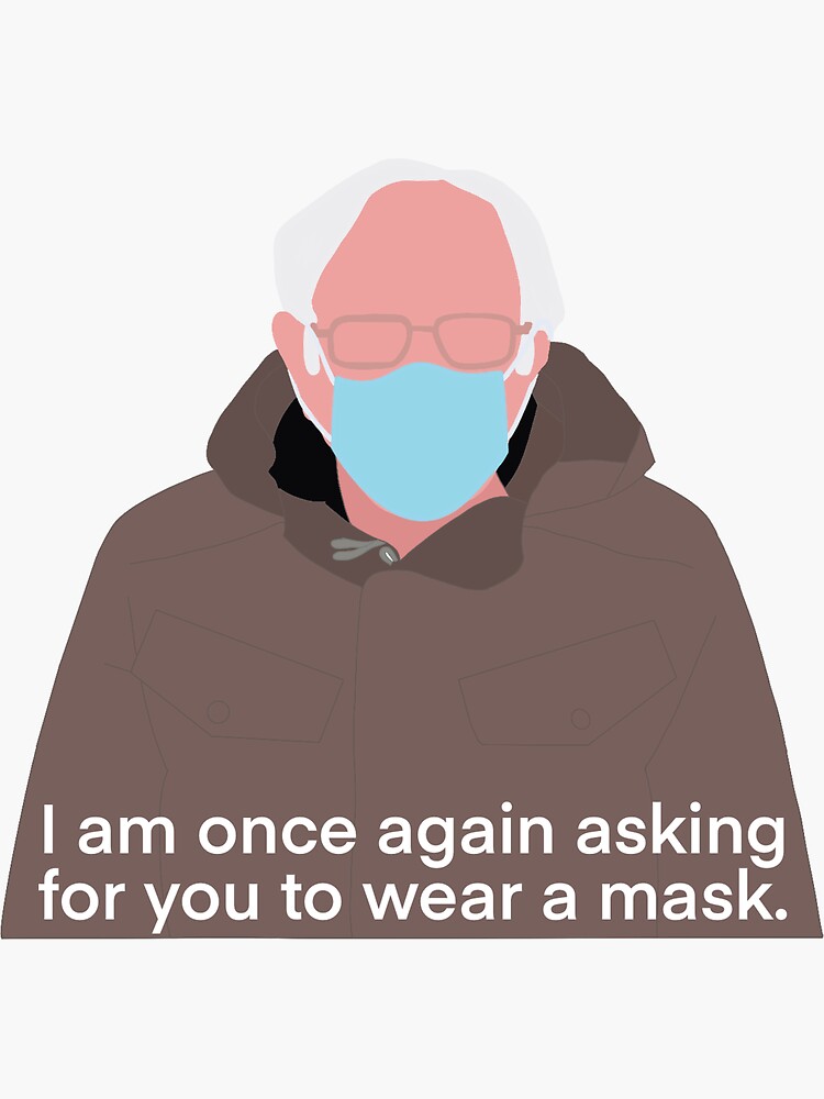 "Bernie Sanders Wearing Mask" Sticker for Sale by madsvar | Redbubble
