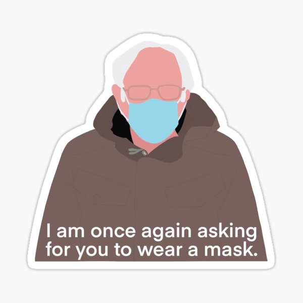"Bernie Sanders Wearing Mask" Sticker for Sale by madsvar | Redbubble