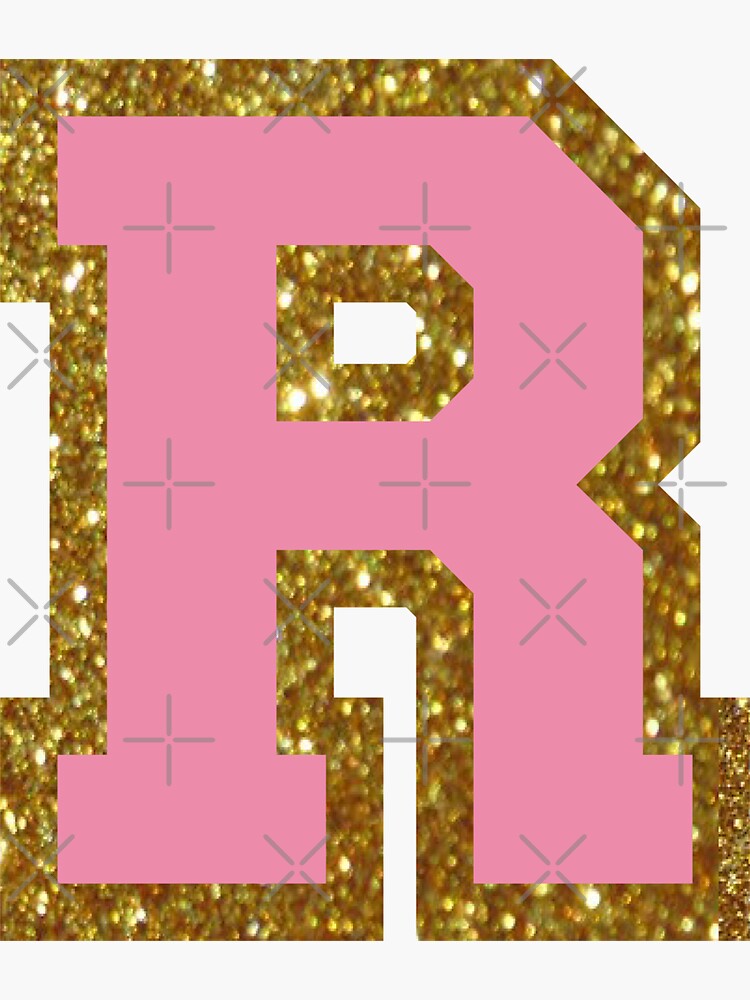 "gold and pink varsity letter R" Sticker for Sale by byleahwithlove ...