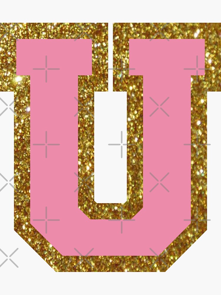"gold and pink varsity letter U" Sticker for Sale by byleahwithlove ...