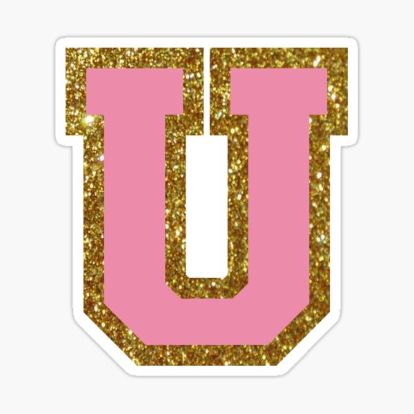"gold and pink varsity letter U" Sticker for Sale by byleahwithlove ...