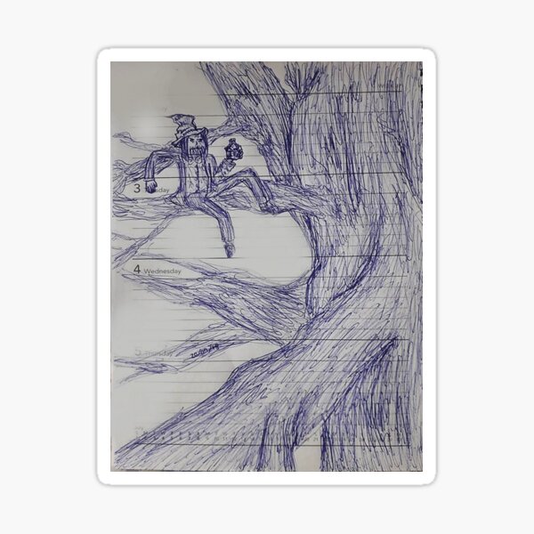 "grumpy wizard in a tree" Sticker for Sale by stuffnstuff | Redbubble