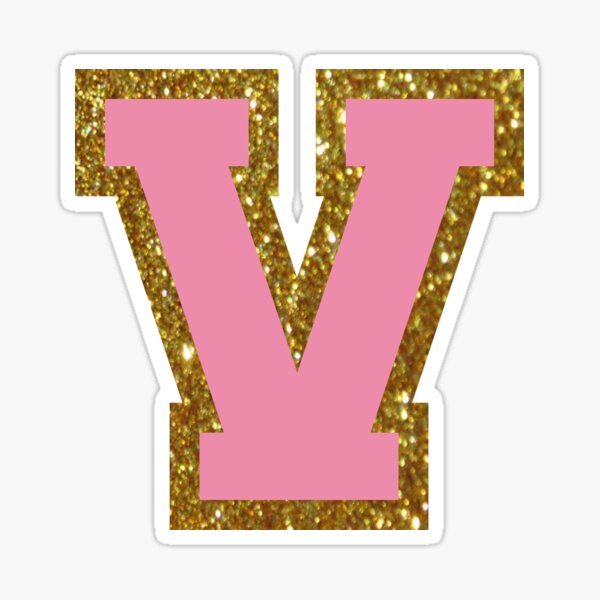 "gold and pink varsity letter V" Sticker for Sale by byleahwithlove ...