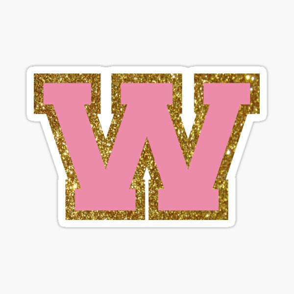 Letter W Pink Glitter Stickers | Redbubble