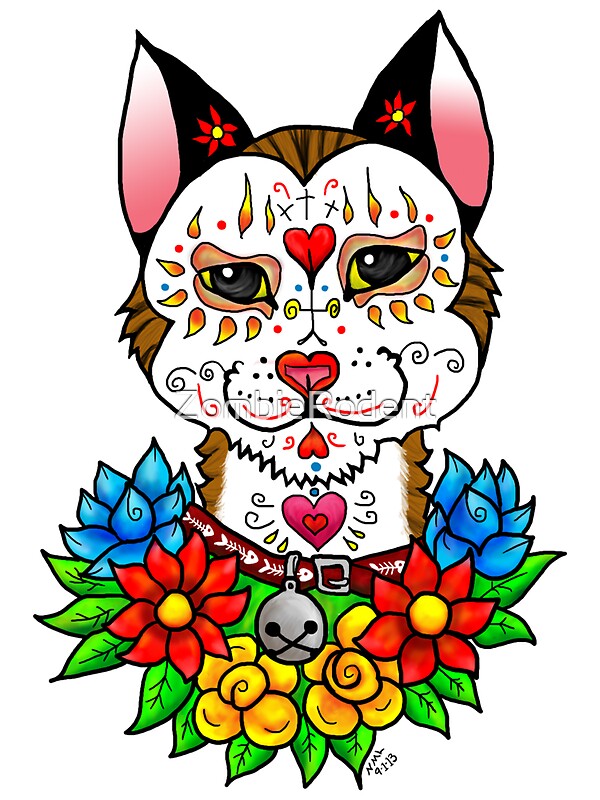 "Sugar Skull Cat" by ZombieRodent | Redbubble