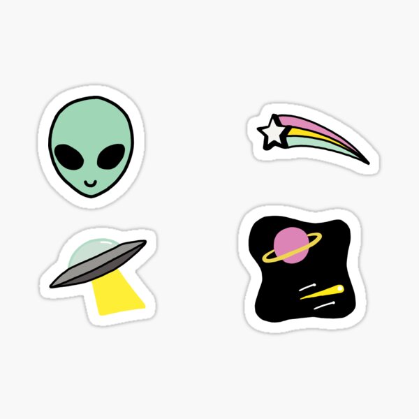 "space alien set" Sticker for Sale by chloetw | Redbubble