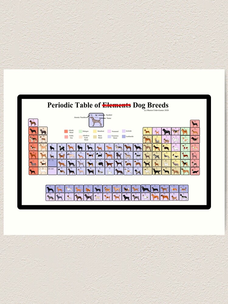 "Periodic Table of Dogs" Art Print by SharonUluh | Redbubble
