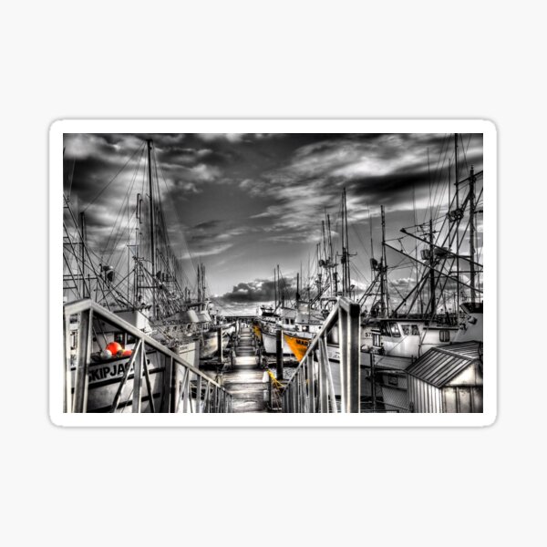 "Down at the pier" Sticker for Sale by pdsfotoart | Redbubble