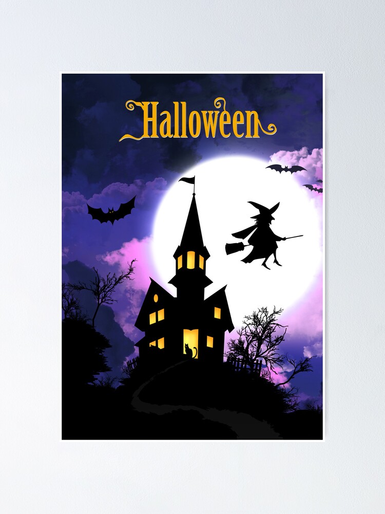 "Scary Haunted House Happy Halloween" Poster by scottorz | Redbubble