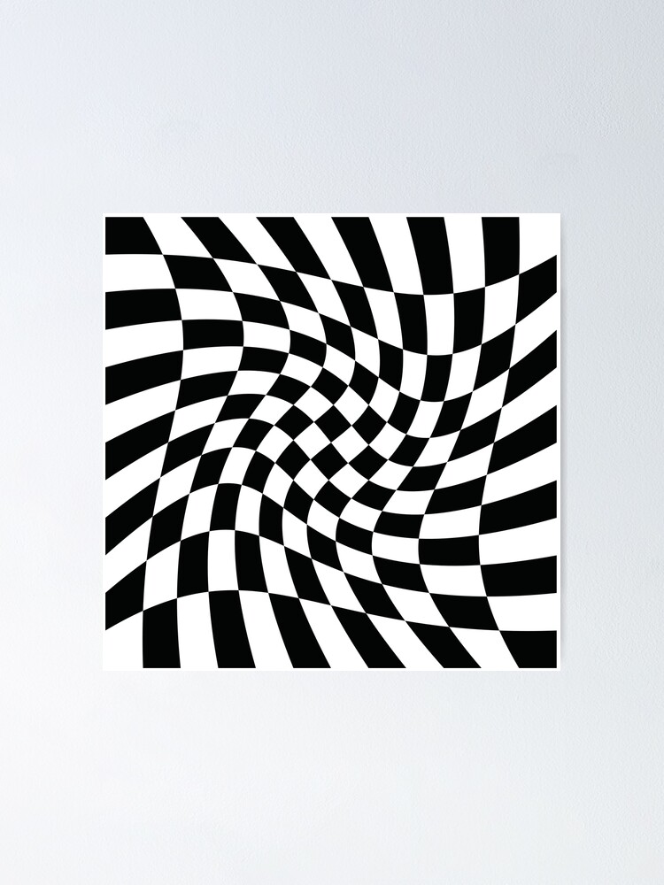 "Checkerboard Pattern, 3D Optical Illusion Checkered Pattern" Poster ...