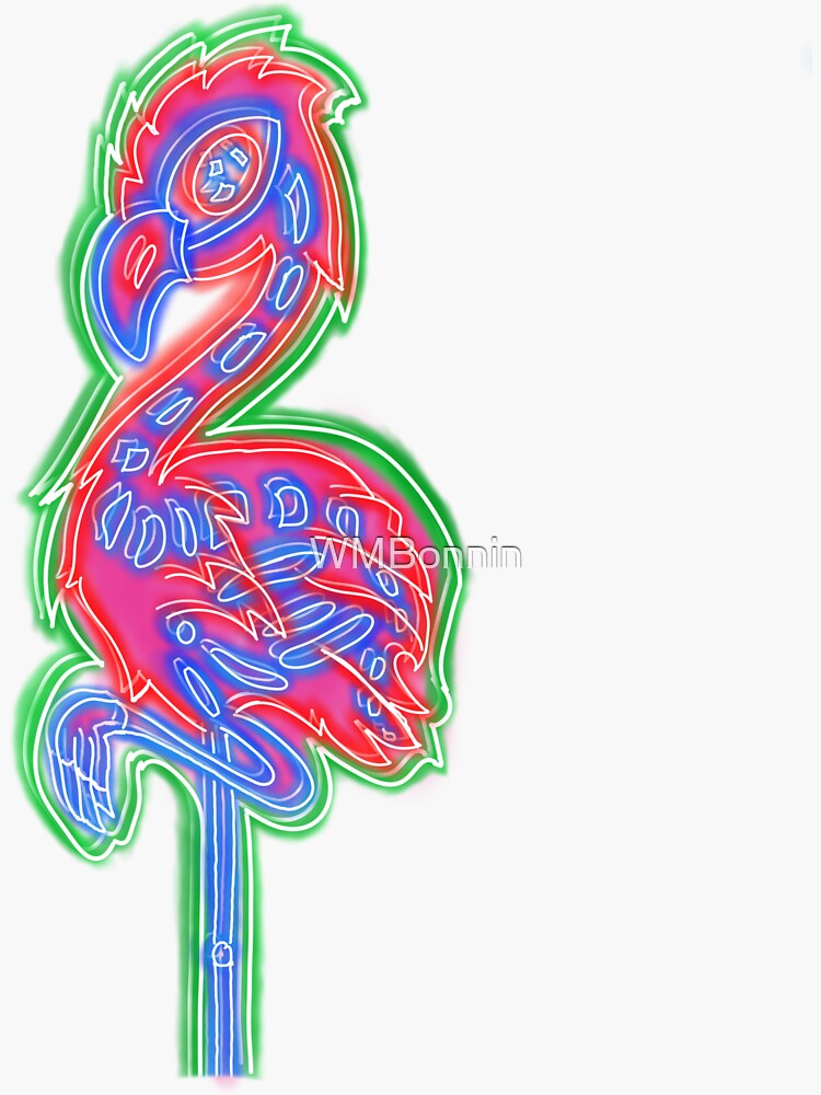 "3D Neon Flamingo X-Ray" Sticker for Sale by WMBonnin | Redbubble