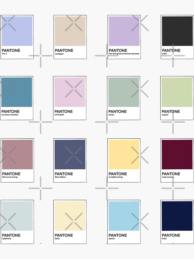 "Folklore Pantone Color Swatches - Taylor Swift" Sticker for Sale by ...