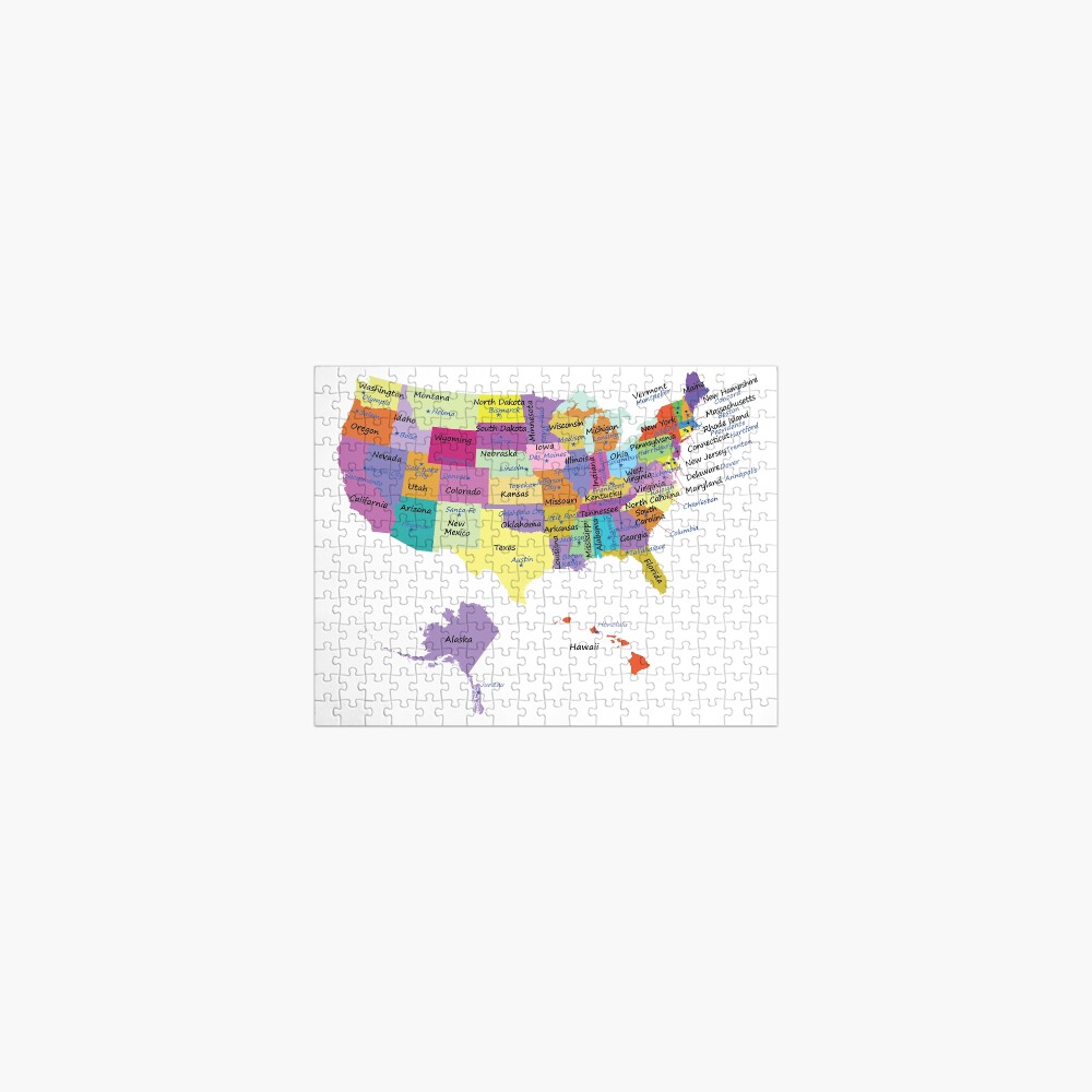 "USA map with states and capital cities " Jigsaw Puzzle for Sale by ...