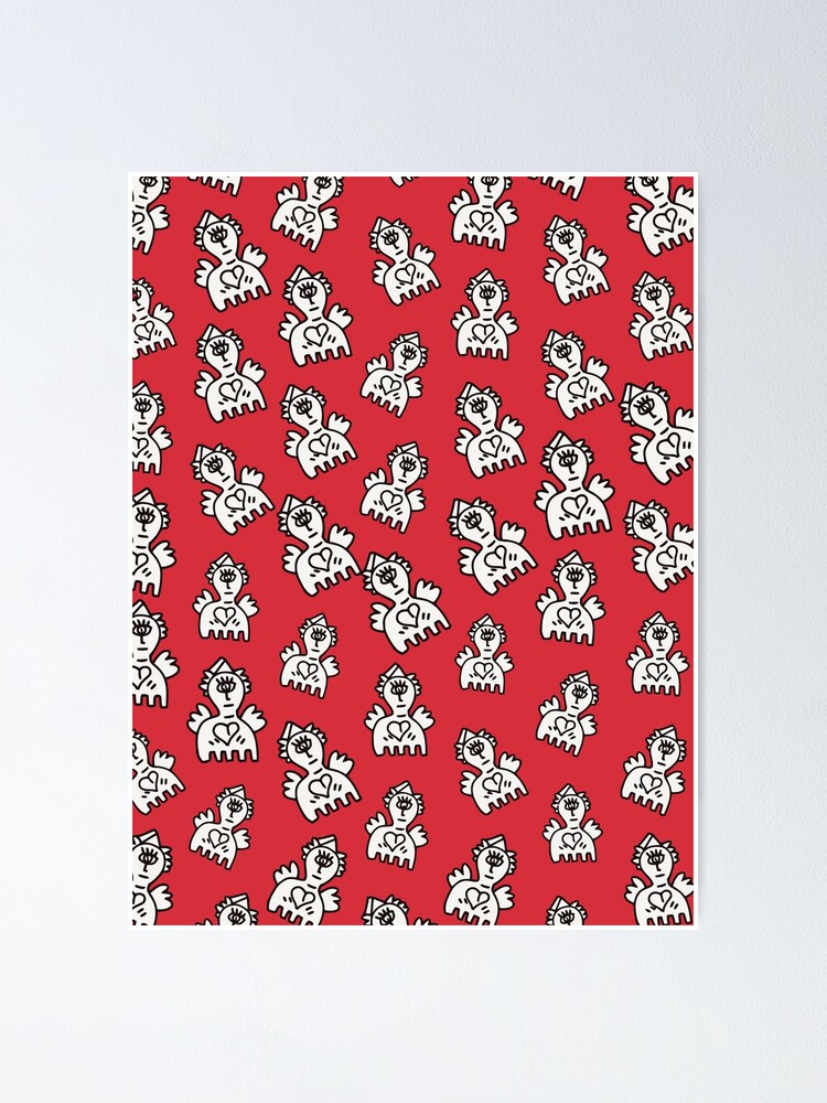 Poster « Motif Graffiti Street Art Rouge Doodle Belle Bande Dessinée ...