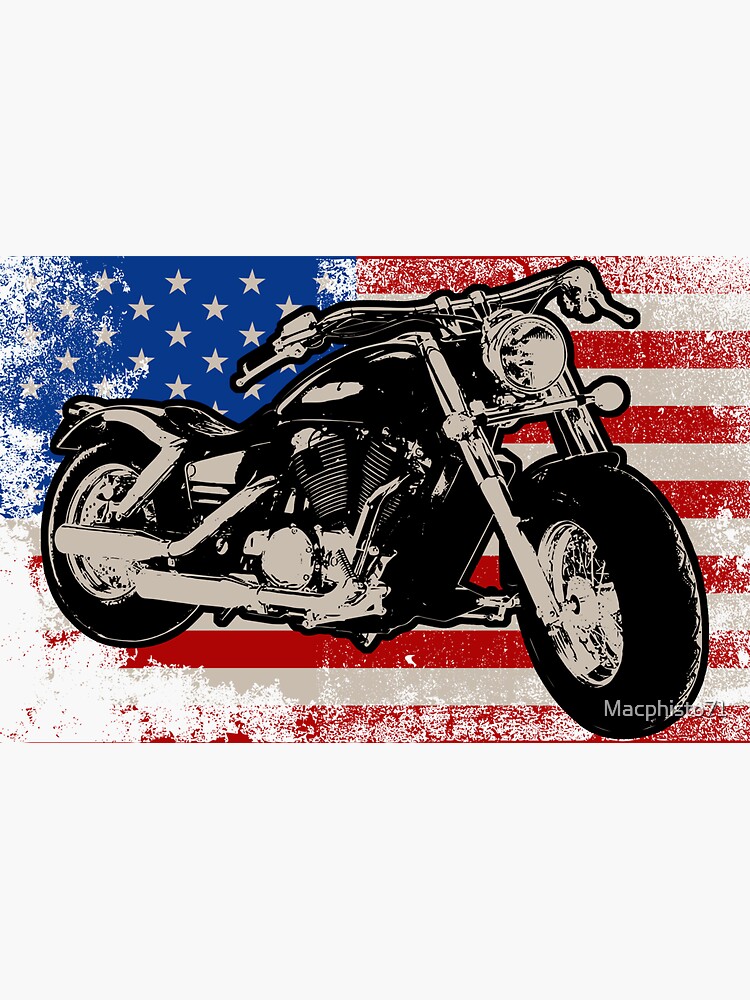 "USA flag with motorcycle biker gift" Sticker for Sale by Macphisto71 ...