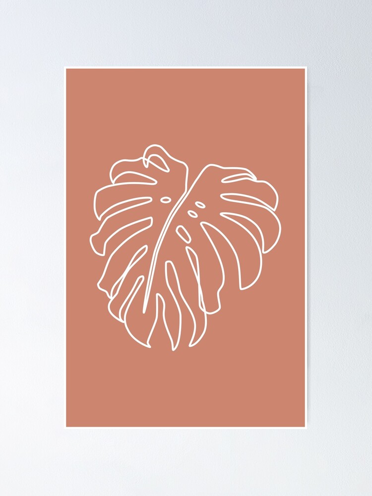 "Terracotta tropical leaf line art" Poster by TanyaMakesART | Redbubble