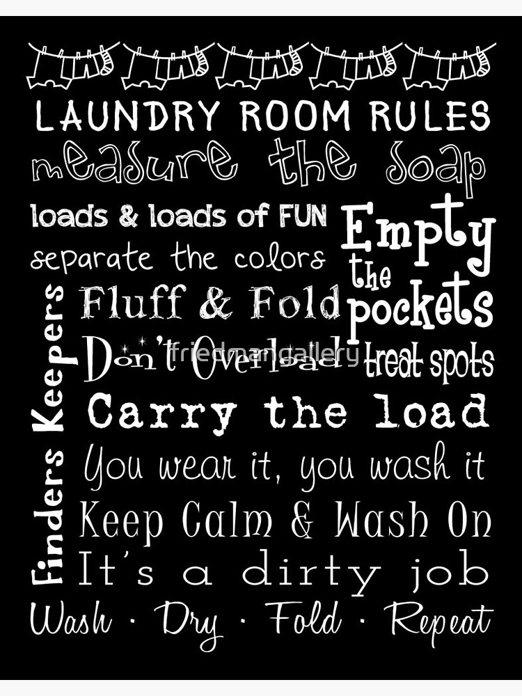 "Laundry Room Rules" Poster for Sale by friedmangallery | Redbubble