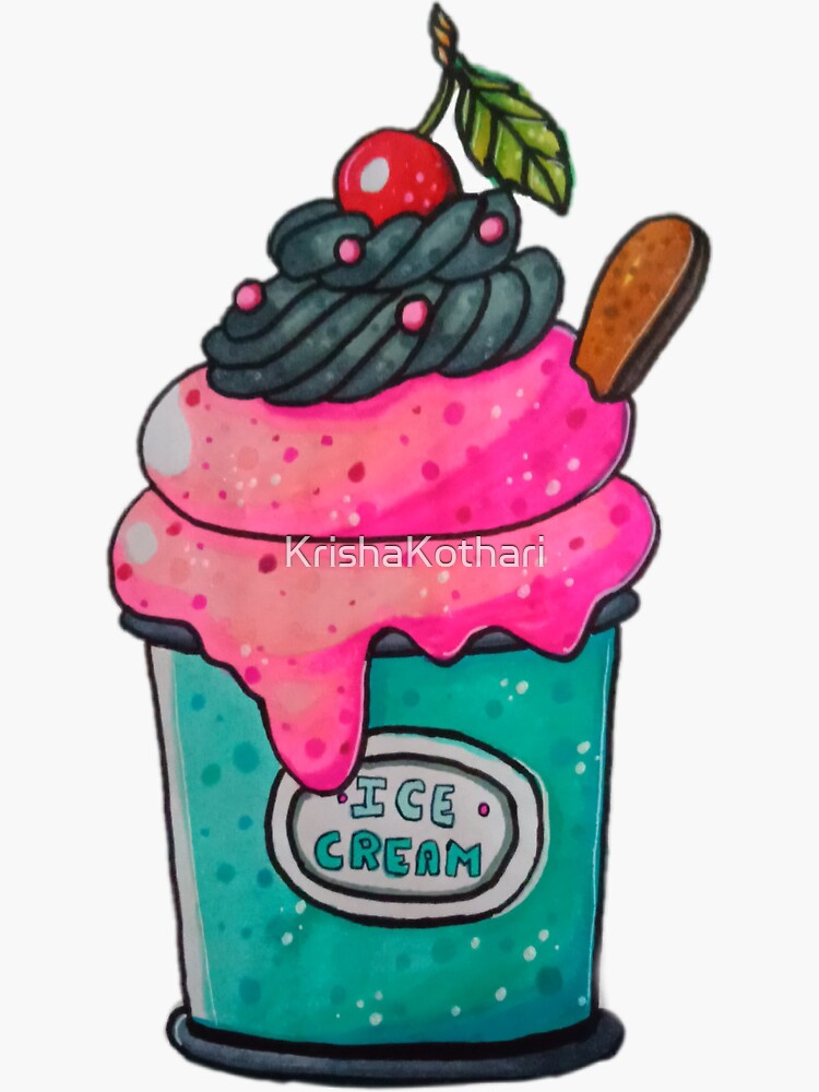 "Ice cream sundae cute sticker " Sticker for Sale by KrishaKothari ...