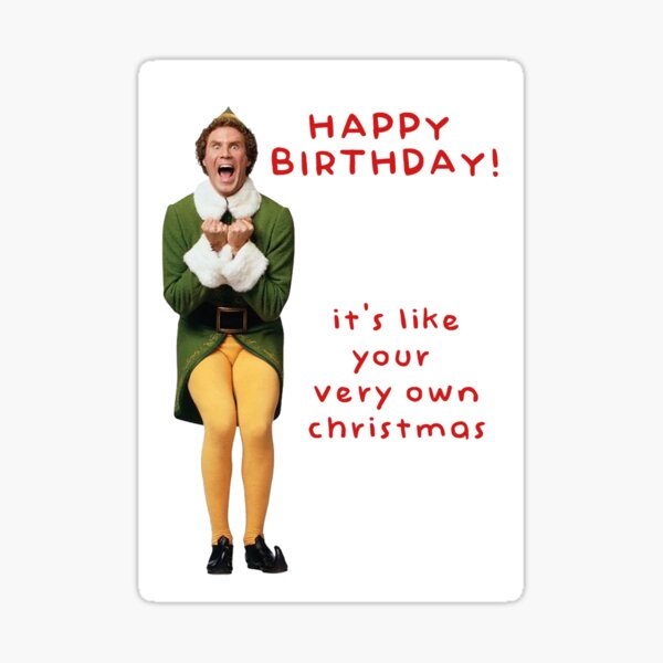 "Happy birthday elf" Sticker for Sale by mariatorg | Redbubble
