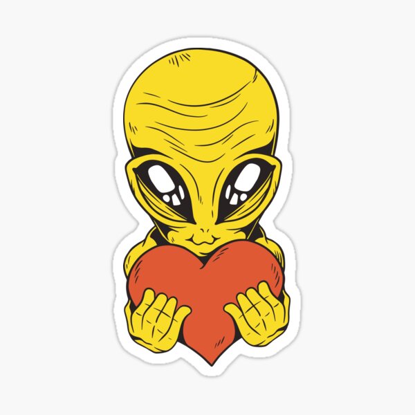 "Alien with a big heart" Sticker by STKRFactory | Redbubble