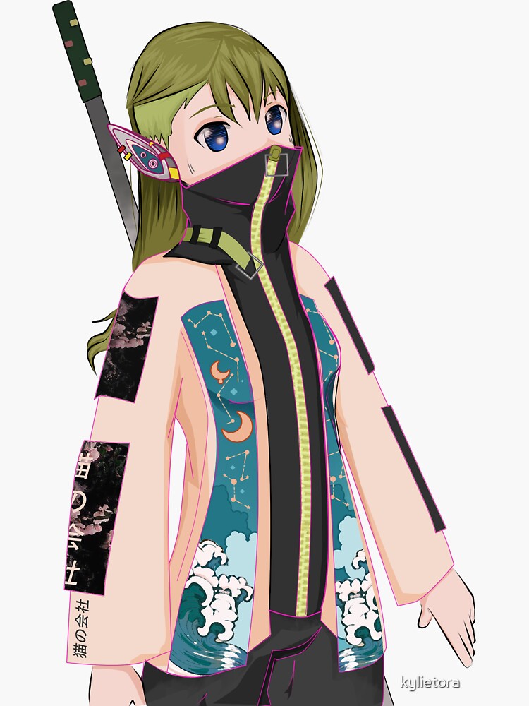 "Cute Techwear Anime Girl AestheticHypebeast" Sticker by zahrareshanart ...