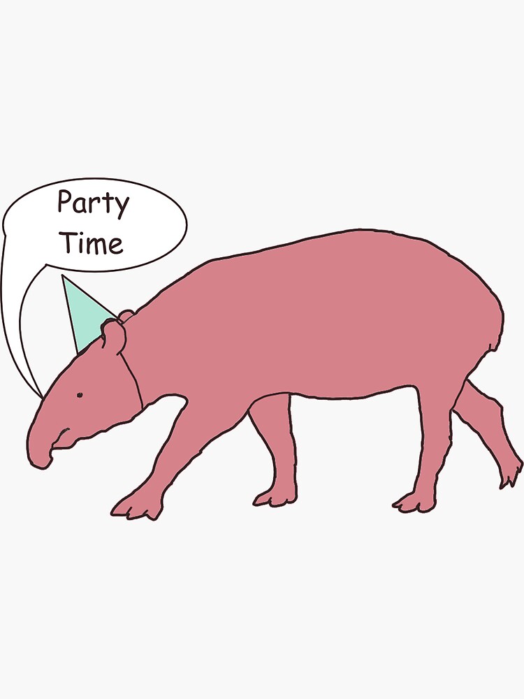 "Pink Tapir with Party Hat Party Time" Sticker by oinklardmoonlit | Redbubble