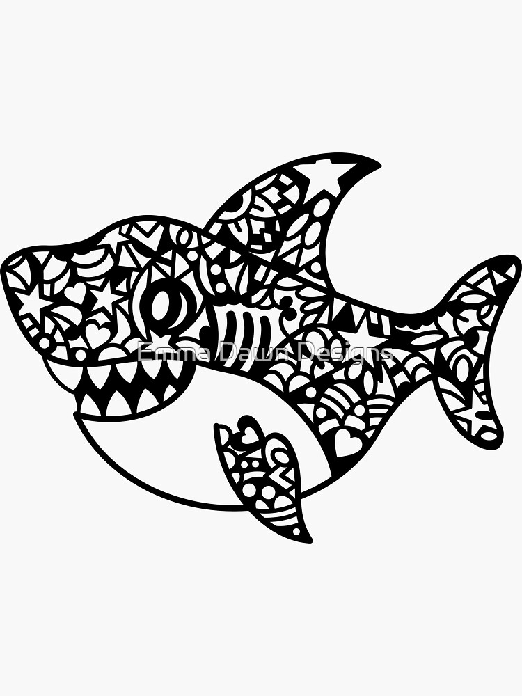 "Shark Mandala / Zentangle Design " Sticker for Sale by emmadawndesigns ...