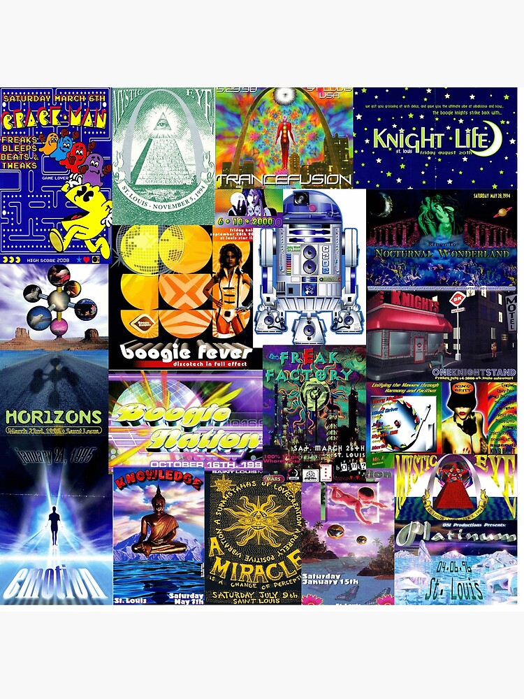 "90's Rave Flyers" Pillow for Sale by kandycoded | Redbubble