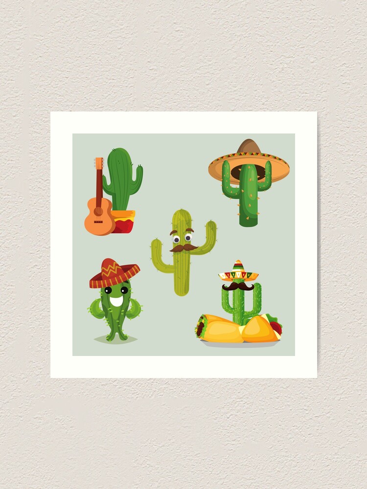"Cute mexican cactus stickers masks and more" Art Print by munizz ...
