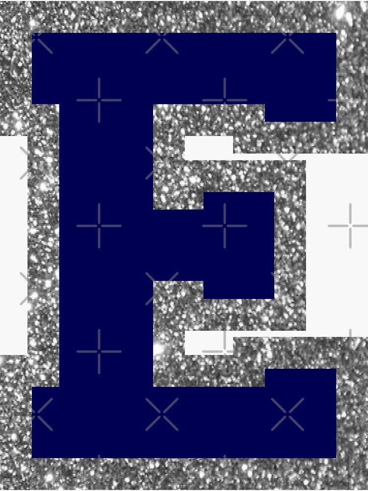 "silver and navy varsity letter E" Sticker for Sale by byleahwithlove ...