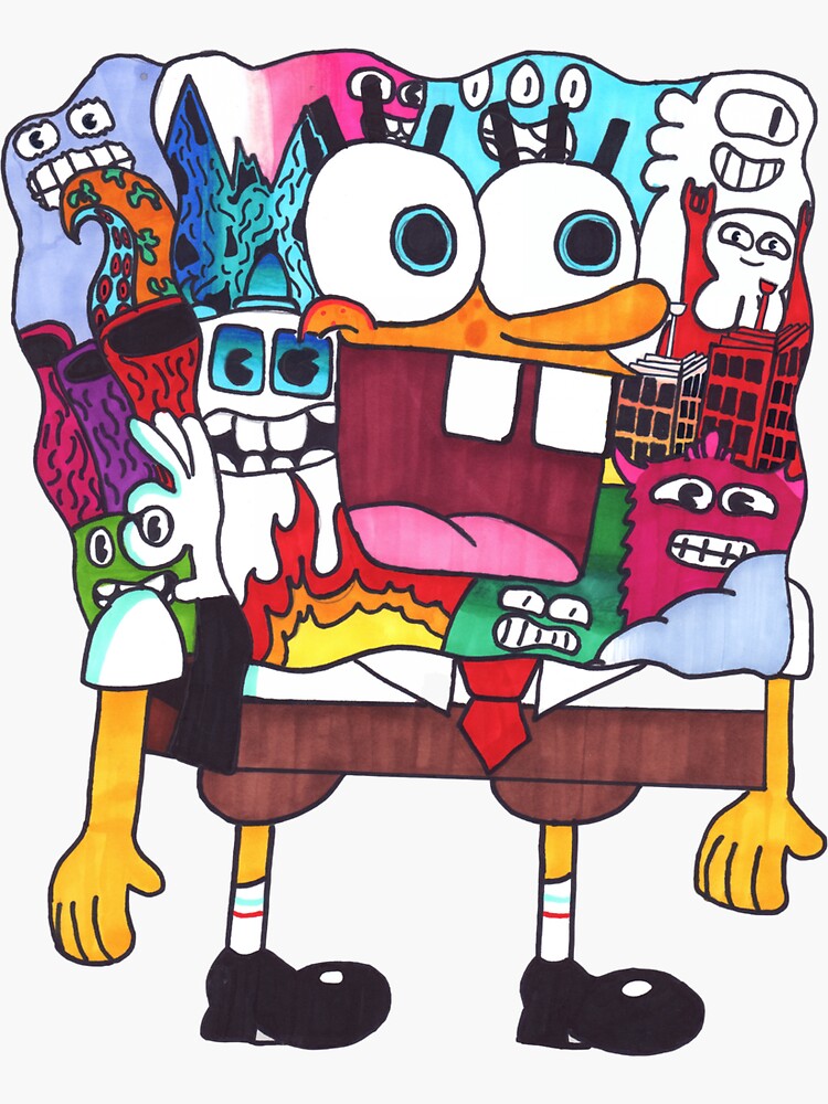 "SpongeBob Doodle" Sticker for Sale by NoahzArt | Redbubble