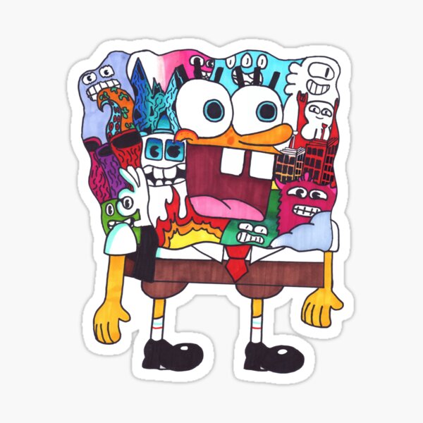 "SpongeBob Doodle" Sticker for Sale by NoahzArt | Redbubble