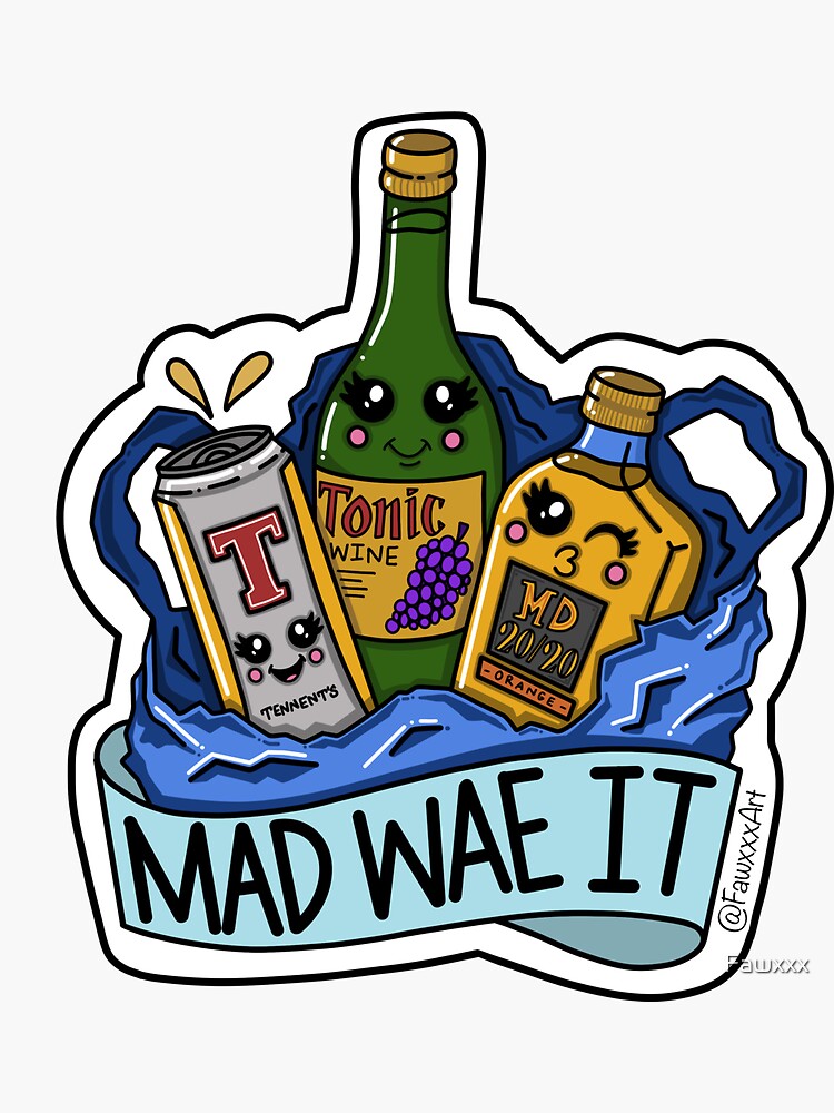 "Mad Wae It!" Sticker by Fawxxx | Redbubble