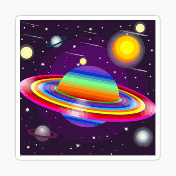 "Rainbow Planets " Sticker by Simmikreative | Redbubble