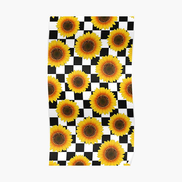 "Sunflower on Checkerboard " Poster for Sale by Boutique-Chic | Redbubble