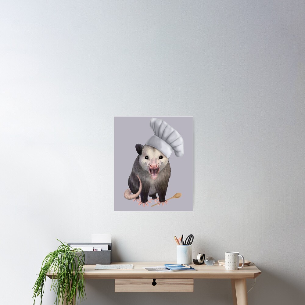 "Chef Opossum - cute possum in a chefs hat" Poster for Sale by Mehu ...