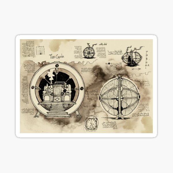 "Time Machine sketches" Sticker for Sale by djrbennett | Redbubble