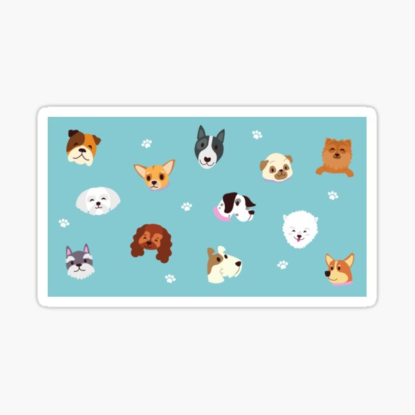"Turquoise Dogs and Paw" Sticker for Sale by MOUKI96 | Redbubble