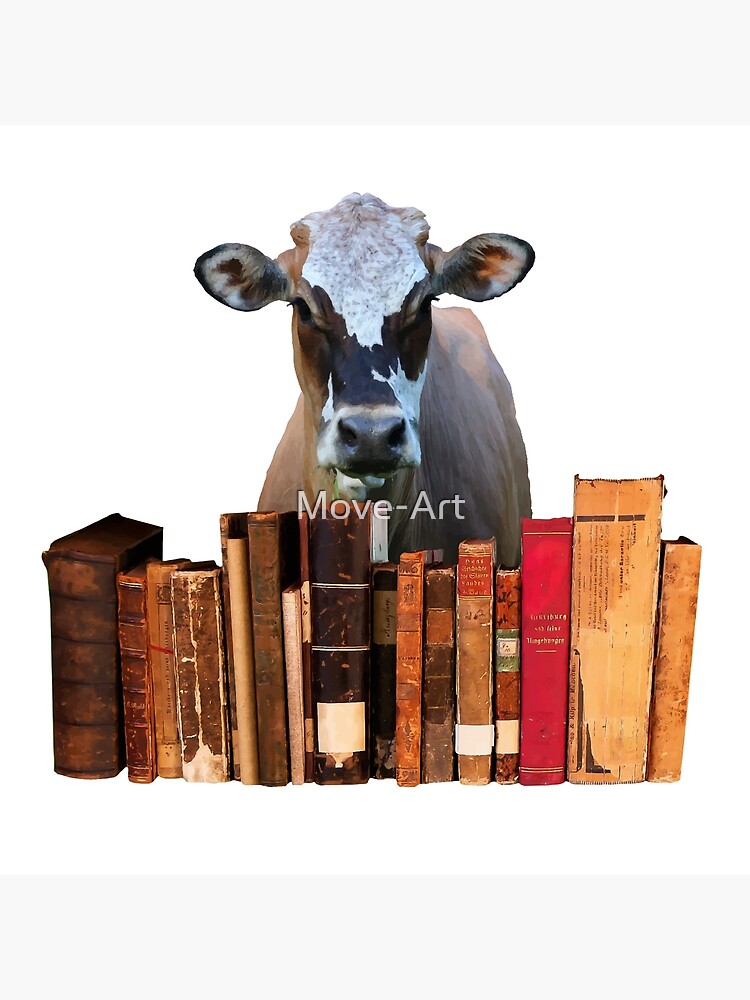 "Cow Cow behind old books" Poster for Sale by Move-Art | Redbubble