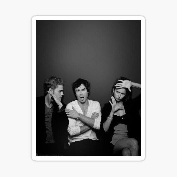"elena damon and stefan" Sticker by avaacarr | Redbubble