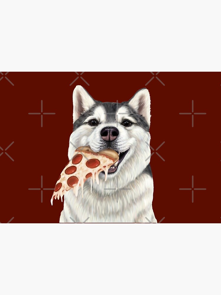 "Husky eating pizza - dog with a slice of pizza" Mask for Sale by Mehu ...