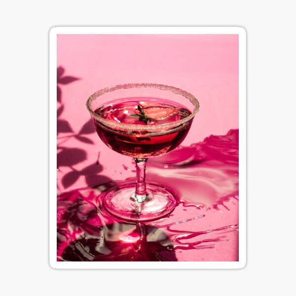 "Pink Strawberry Cocktail " Sticker by newburyboutique | Redbubble